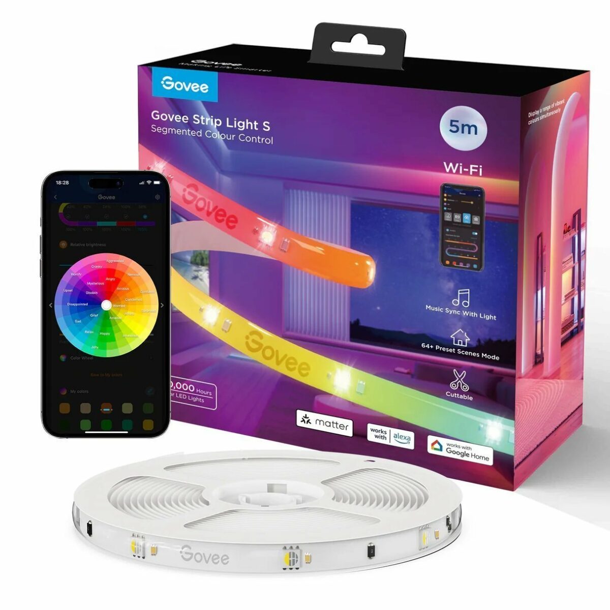 Govee LED Light Strip RGBIC Smart WiFi & BT w/Protective Coating 10m ...