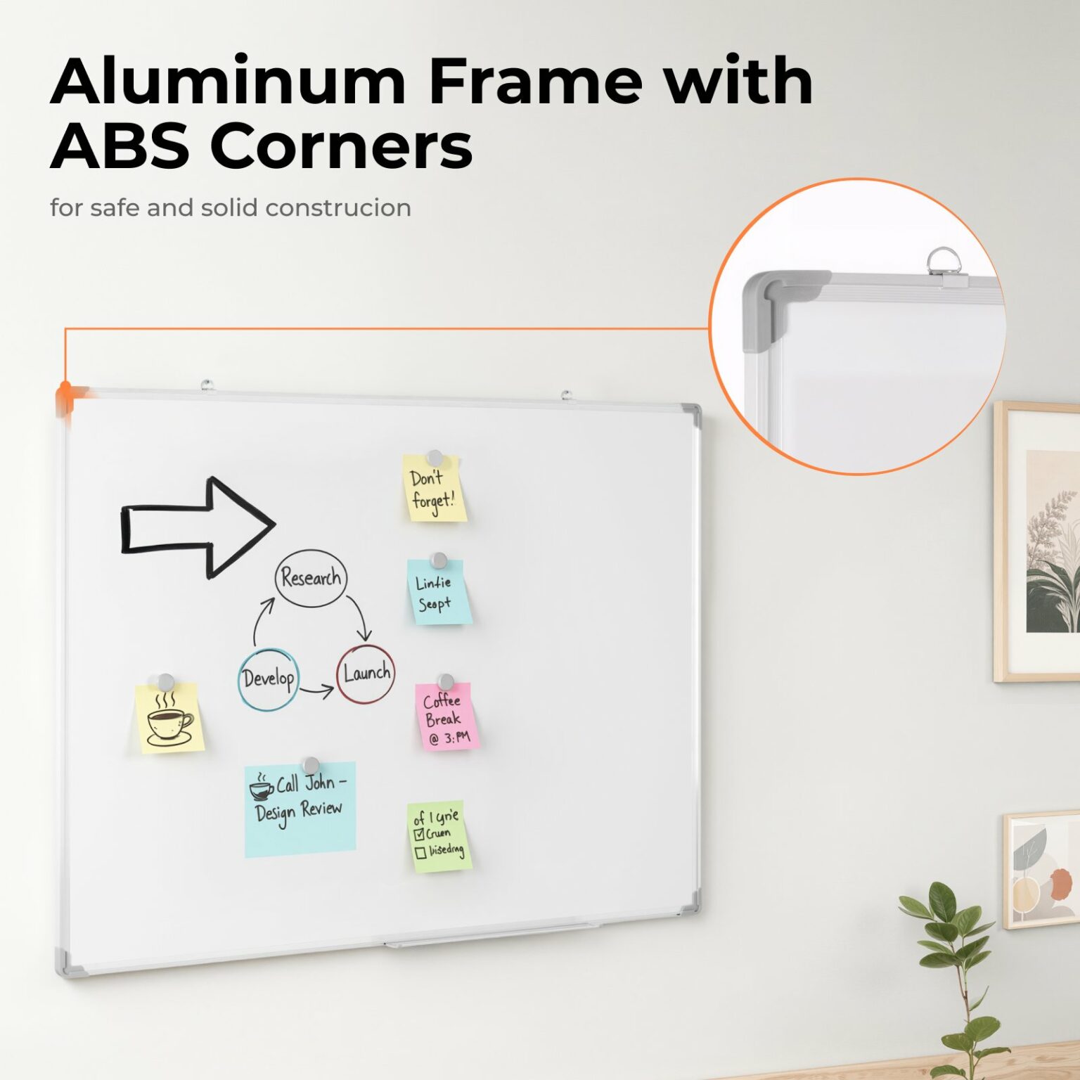 Lumivida Whiteboard Magnetic Dry-Erase Wall-Mounted Medium WB02-2 - Coolio